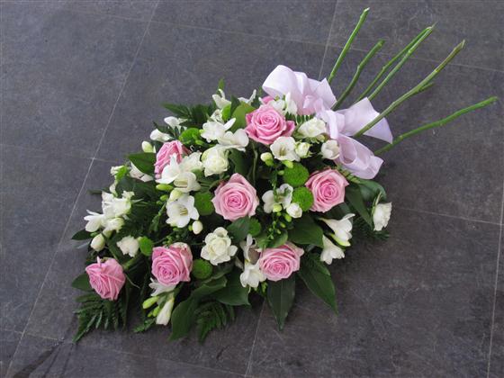 Rose and Freesia Oasis Funeral Sheaf - Funeral Flowers Sheffield