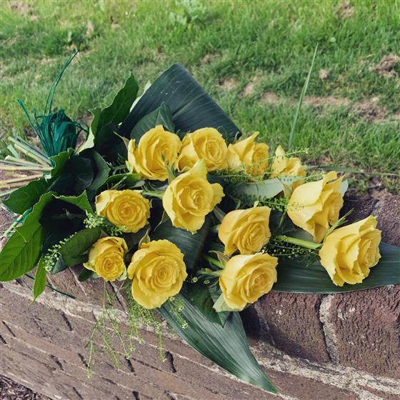 Yellow Rose Tied Funeral Flowers Sheffield By Townend Florist