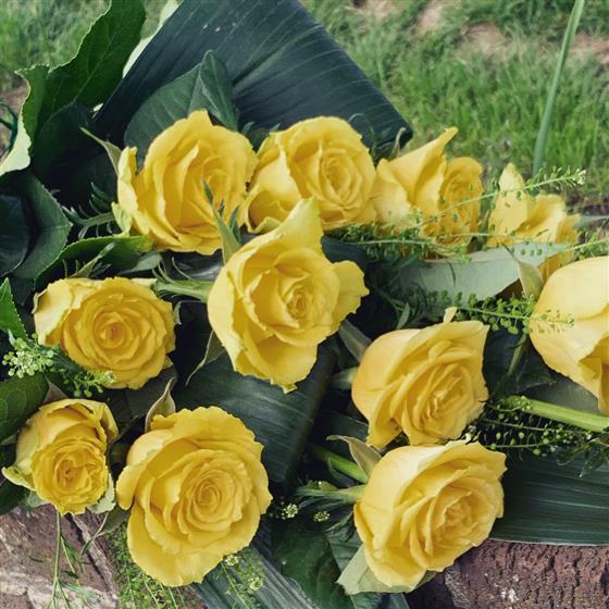 Yellow Rose Tied Funeral Flowers Sheffield By Townend Florist